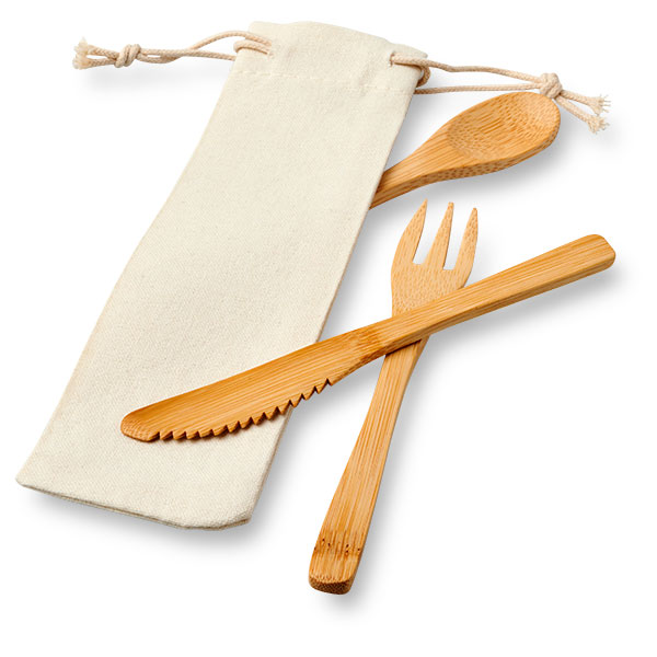 Product - Bamboo Cutlery Set With Pouch - Allwag